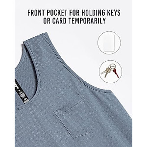 maamgic Tank Tops Men Regular-Fit Athletic Gym Workout Tank Tops Stretch Quick Dry Sleeveless Shirts for Men Blue Large