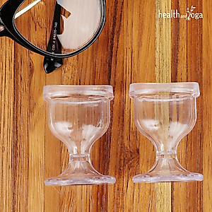 HealthAndYoga™ ChillEyes Transparent Eye Wash Cups for Effective Eye Cleansing - with Storage Container - Eye Shaped Rim, Snug Fit (2 Pcs.)