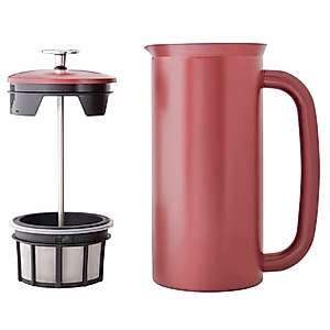 ESPRO P7 French Press - Double Walled Stainless Steel Insulated Coffee and Tea Maker (Cranberry, 32 Ounce)