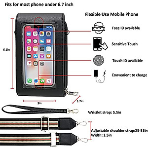 LITOON Cross Body Bags with Touchscreen Cell Phone Purse Window ZipperPocket, RFID Blocking Card Holder for Women (Vertical - Black)