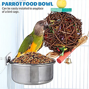 Balacoo Bird Feeding Cup - Bird Cage Water Food Bowl with Bird Chewing Toys Foraging Shredder Toy for Parakeet African Greys Conure Cockatiels Bird Cage Accessories
