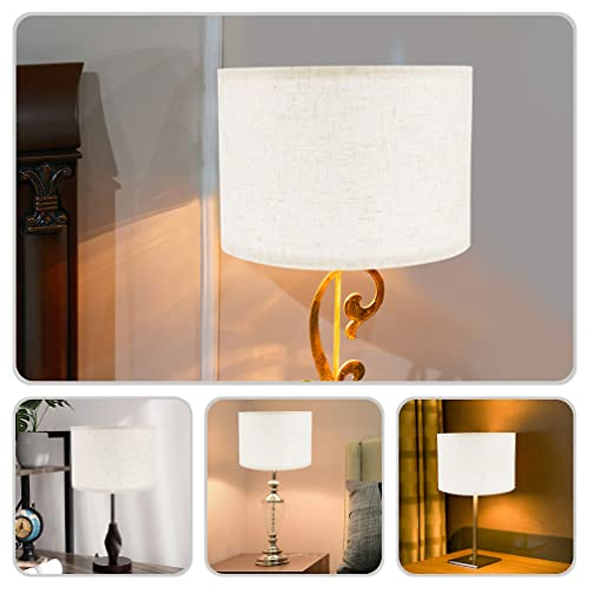 BESPORTBLE Lamp Shades, Small Lampshades 7.9 Top, Drum Lampshades, Natural White Linen Lampshades Hand Crafted Shades Replacement for Table Lamp, Floor Lamp