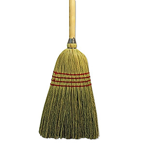 Unisan Flagged Bristle Brown Maid Broom with Wooden Handle