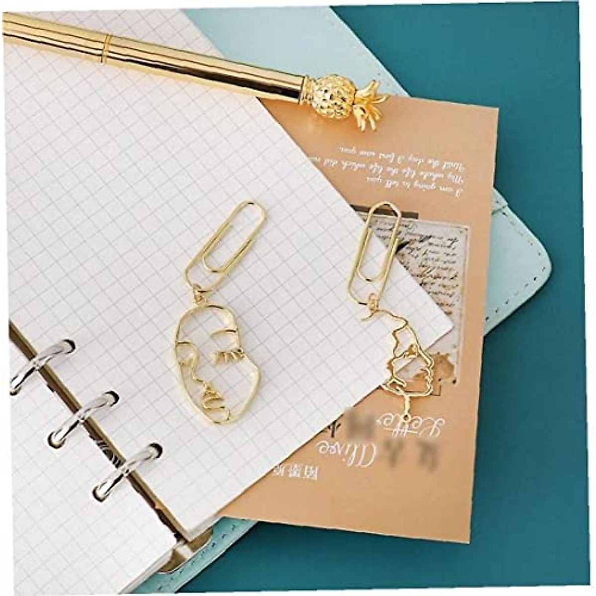 2Pcs Cute Metal Office School Face Paper Clips Bookmark Fine Student Memo Clips Set Stationery Supplies