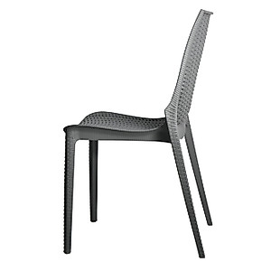 LeisureMod Kent Modern Outdoor Stackable Dining Chair Set of 4, Grey