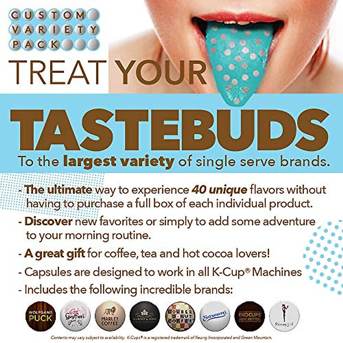 Custom Variety Pack Flavored Coffee for Keurig K-Cup Brewers, 40 Count