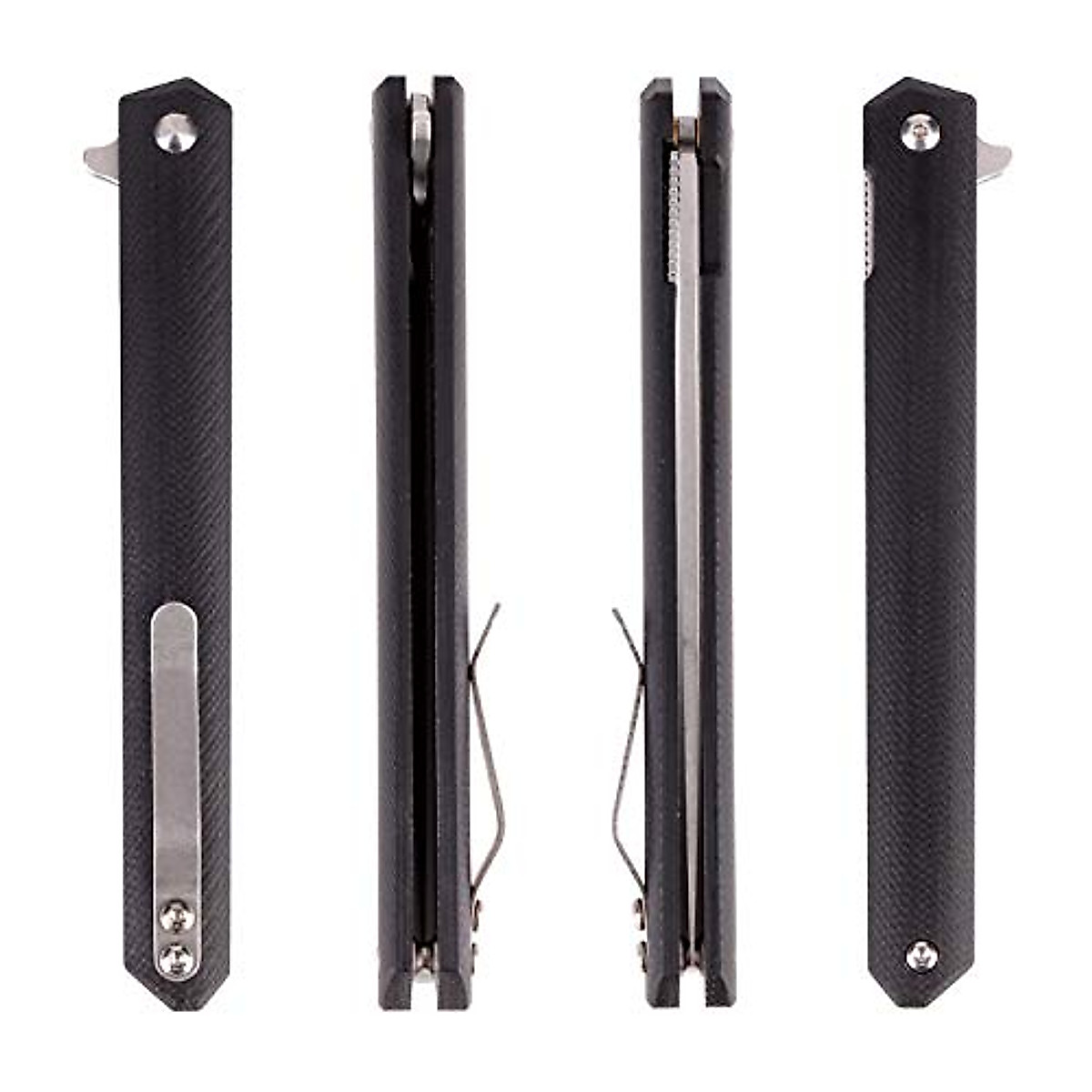 Samior G1035 Small Slim Folding Pocket Flipper Knife, 3.5 inch D2 Drop Point Blade, Black G10 Handle with Liner Lock Pocket Clip, Gentleman's EDC Pen Knives 1.3oz