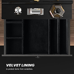 upcessory Cologne Organizer for Men, 4 Tier Black Wood Perfume Organizer with Felt Lining Drawer and Hidden Compartment, Perfume Display Holder, A Gift for Men