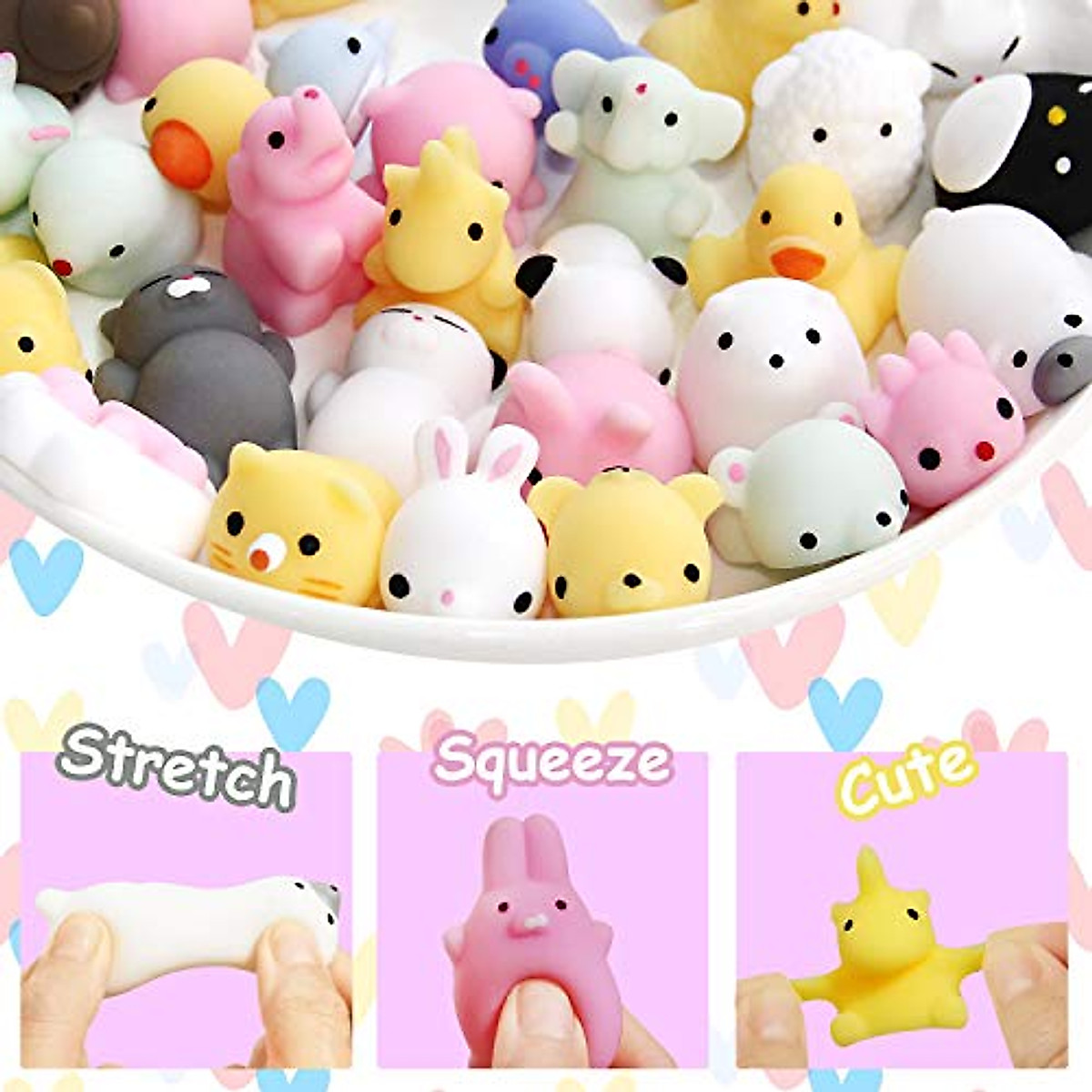 ROSYKIDZ 40pcs Mochi Squishy Toys Bulk, Kids Party Favors Squishies Stress Toys Pack Includes Unicorn and Animals Toy for Kids Boys Girls Class Prize Box Items, Desk Mini Toys for Classroom Rewards