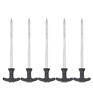 Outdoor Tent Stakes, 5 Pcs T-shaped Nail Pegs Camping Screw Nail for Frozen Soil Ice Surface