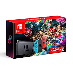 Switch Joy-Con Neon Blue/Red + Mario Kart 8 Deluxe + 3 Month Online Bundle Nin tendo,Nintendo