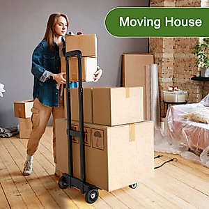 SPACEKEEPER Foldable Hand Truck Dolly, 265 LB Folding Luggage Cart with Wheels, Portable Flatbed Cart Collapsible Hand Truck for Luggage, Travel, Moving, Shopping, Office Use, Black