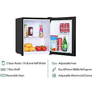 Impecca Compact Refrigerator Reversible Door Classic Refrigerator, Single Door All-Refrigerator Mini Fridge, 1.7 Cubic Feet, Stainless