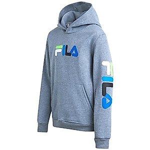 Fila Boys' Active Sweatsuit Set - 3 Piece Performance Hoodie Sweatshirt, Jogger Sweatpants, T-Shirt - Activewear Set (8-12), Size 10, Heather Grey
