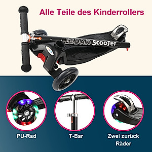 Scooter for Kids 3 Wheels scooter Kids Scooter 4 Adjustable Height Lean to Steer Extra-Wide Deck Kids Scooter with LED Light Up Wheels Toddlers Girls & Boys from 3 to 12 Year-OldLearn to Steer