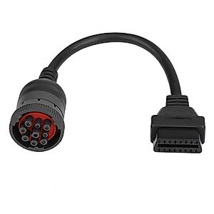 Maxmartt Obd2 9 Pin Adapter,Truck Diagnose Interface Female 16 Pin OBD2 9 Pin Adapter Cable for Automotive Diagnostic Tool