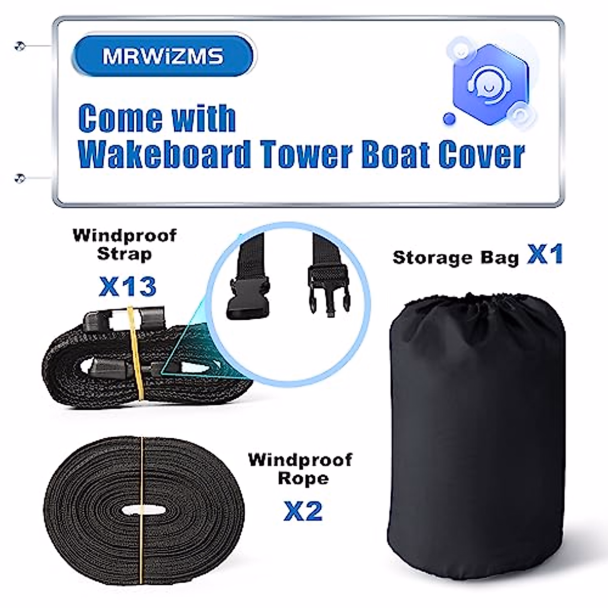 Wakeboard Tower Boat Cover 21-23ft, Heavy Duty 100% Waterproof Over The Tower Cover for V-Hull Fishing Tournament Boat w/Ski Wakeboard Tower Boat Cover…