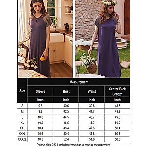 Ekouaer Long Nightgown Women's Loungewear Short Sleeve Sleepwear Full Length Sleep Shirt with Pockets