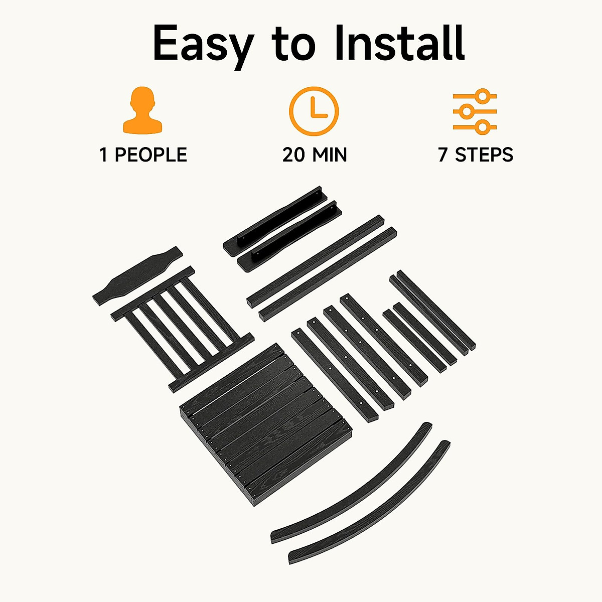 ONBRILL Outdoor Rocking Chair, All Weather Resistant HDPS Poly Rocker Chairs, Front Porch Rocker with 350 lbs Weight Capacity for Outdoor and Indoor-Black