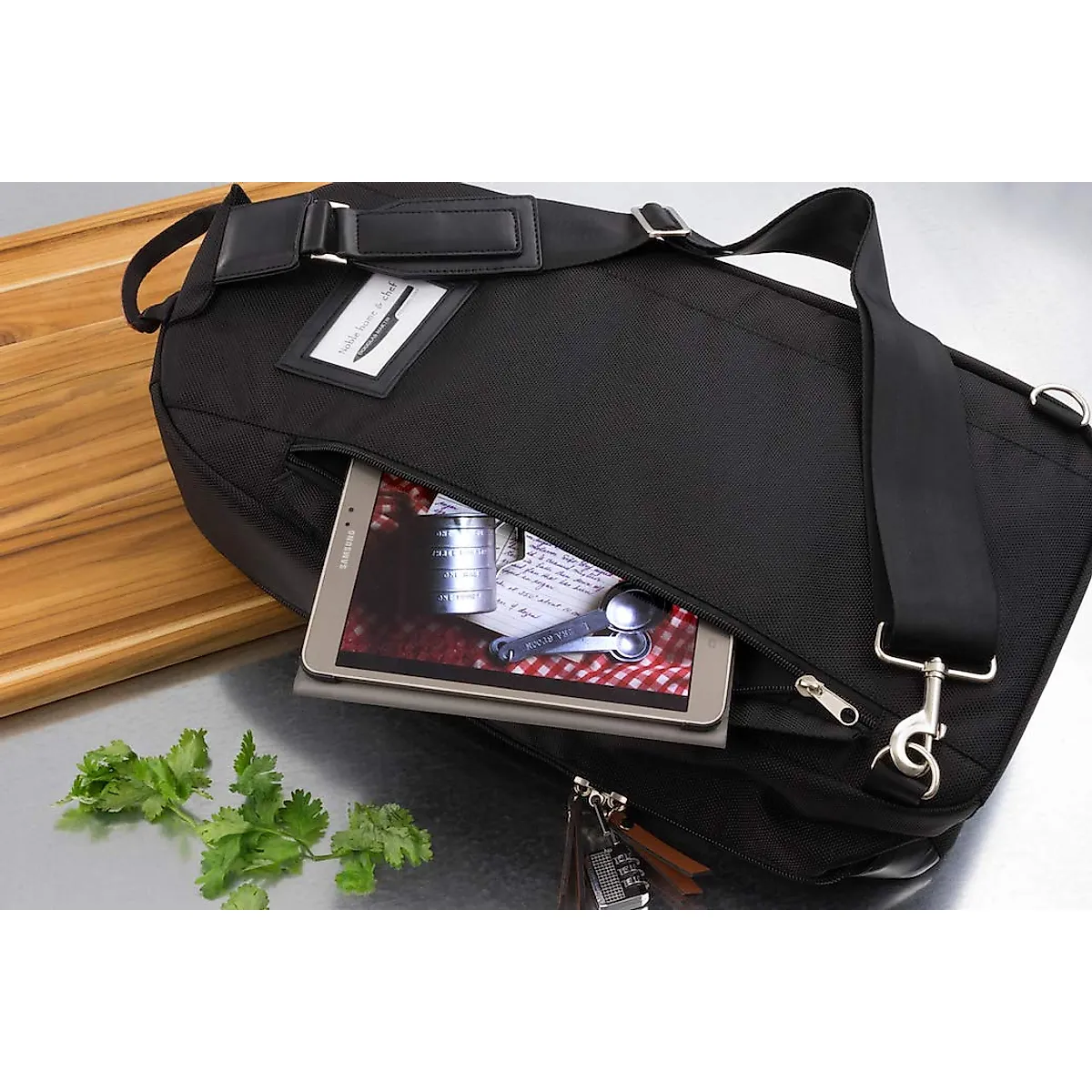 Chef Knife Bag (21+ Slots) is Padded, Includes a Padlock, Holds 21 Knives PLUS Your Knife Steel, a Zipped Tool Pouch, and More! Our Professional Line Knife Carrier Includes Name Card Holder (Bag Only)