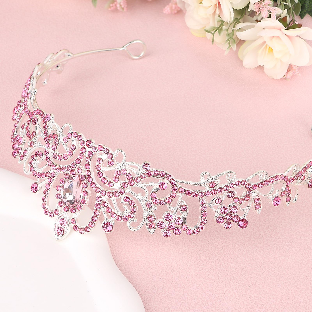 CIEHER Pink Tiara Princess Crown Queen Crown Crystal Crowns for Women Crown for Birthday Prom Party Halloween Costume Cosplay, Princess Party Decorations