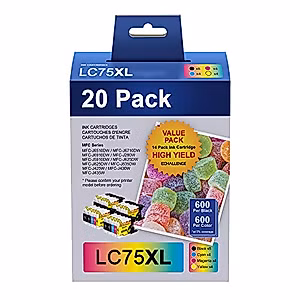 LC75 LC71 High Yield Compatible Ink Cartridge Replacement for Brother LC75 LC71 LC79 XL Ink cartridges to Use with MFC-J6510DW MFC-J6710DW MFC J6910DW J280W (8 Black, 4 Cyan, 4 Magenta, 4 Yellow)