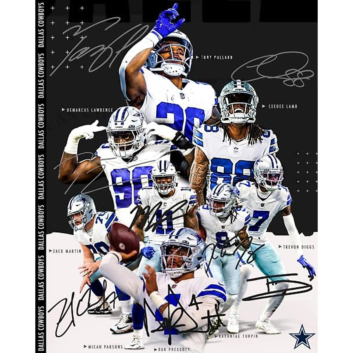 Ikonic Fotohaus Dak Prescott Micah Parsons Ceedee Lamb Pollard Martin Lawrence Turpin Signed Photo Autograph Print Wall Art Home Decor