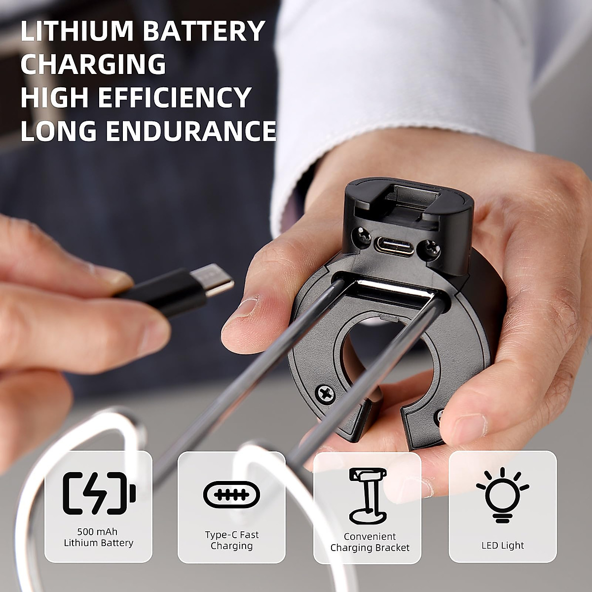 Lamido Milk Frother Handheld with Wall Mounted Stand, Mini Foamer Wand for Lattes, USB Rechargeable Drink Mixer, Electric Hand Whisk, Automatic Stirrers & Coffee Blender - Kitchen Gifts - Black