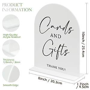 White Arch Acrylic Wedding Sign- 8"x10" Acrylic Cards and Gifts Sign and Base,1/8" Thick | Modern Calligraphy Arched Acrylic Table Sign for Wedding & Event Party (Cards and Gifts Sign, 8"x10")