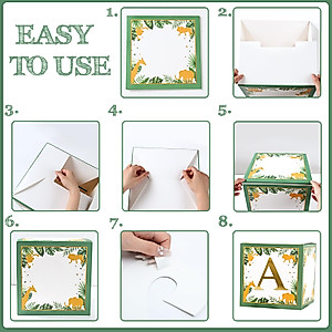 Baby Boxes Safari Baby Shower Decorations for Boy Girl, Safari Balloons Arch Kit with Green Jungle Baby Boxes,Green and Brown Animal Print Balloons for Dinosaur Safari Birthday Decorations for Boys