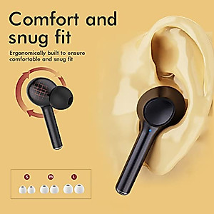 True Wireless Earbuds, ENC Bluetooth 5.3 Headphones Touch Control with Wireless Charging Case IPX6 Waterproof Stereo Earphones in-Ear Built-in Mic Noise Cancelling Headset Premium Deep Bass for Sport