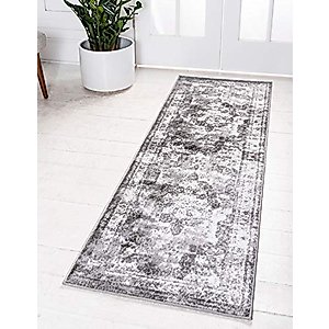 Unique Loom Sofia Collection Area Rug - Salle Garnier (3' 3" x 19' 8" Runner, Gray/ Ivory)