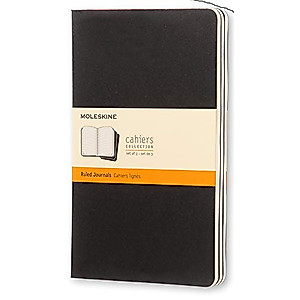 Moleskine Cahier Journal, Soft Cover, Large (5" x 8.25") Ruled/Lined, Black, 80 Pages (Set of 3)
