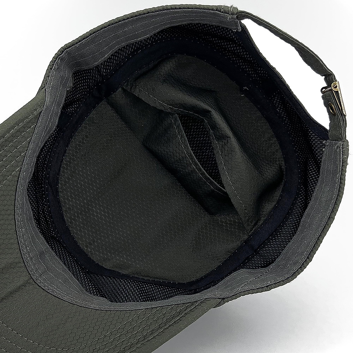 REDSHARKS womens Hidden Pocket Cadet Army Quick Dry Military Style Flat Top Baseball Dad Sun Cap, Green, X-Large