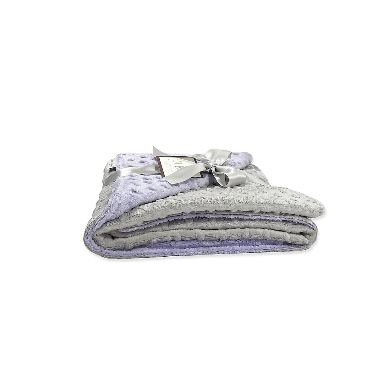MEG ORIGINAL Lavender & Gray Minky Dot Baby Girl Blanket