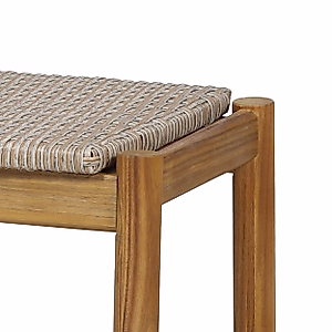 Christopher Knight Home Phoebe Outdoor 3 Seater Wicker Bench, Teak Finish, Light Gray