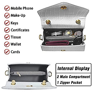 YDSIII White Bag,Mini Bag with Trendy Small Handbags Crocodile Pattern Classic Shoulder Bag Handbag
