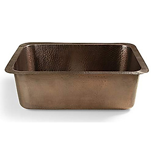 Monarch Abode 17098 Pure Copper Hand Hammered Milan Single Bowl Kitchen Sink (21 inches)