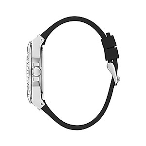 GUESS Men's Stainless Steel Quartz Watch with Silicone Strap, Black, 24 (Model: GW0208G1)
