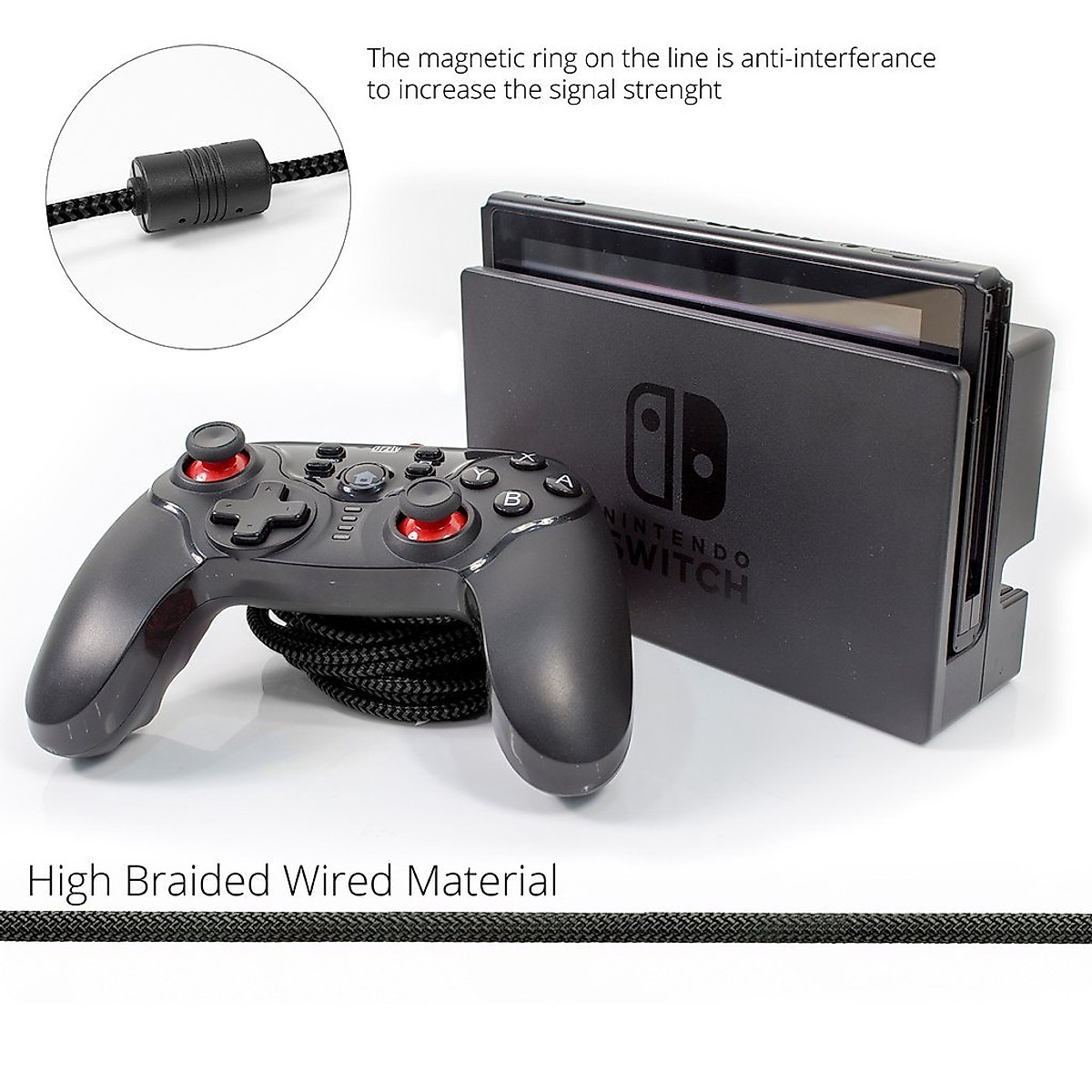 Orzly Pro Gamepad Turbo Controller for Nintendo Switch - TWIN PACK - 2x Plug and Play USB Wired Game Pads with Extra Long 3m Cable (10ft) and Turbo Buttons for Nintendo Switch (BLACK Control Pads x2)