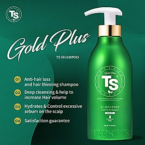 Gold Plus TS Shampoo for Anti-Thinning Biotin Shampoo(16.9 Fl Oz) Luxury Gold Biotin Ingredients | For Damaged, Dry, Thin Hair | Silicone Free
