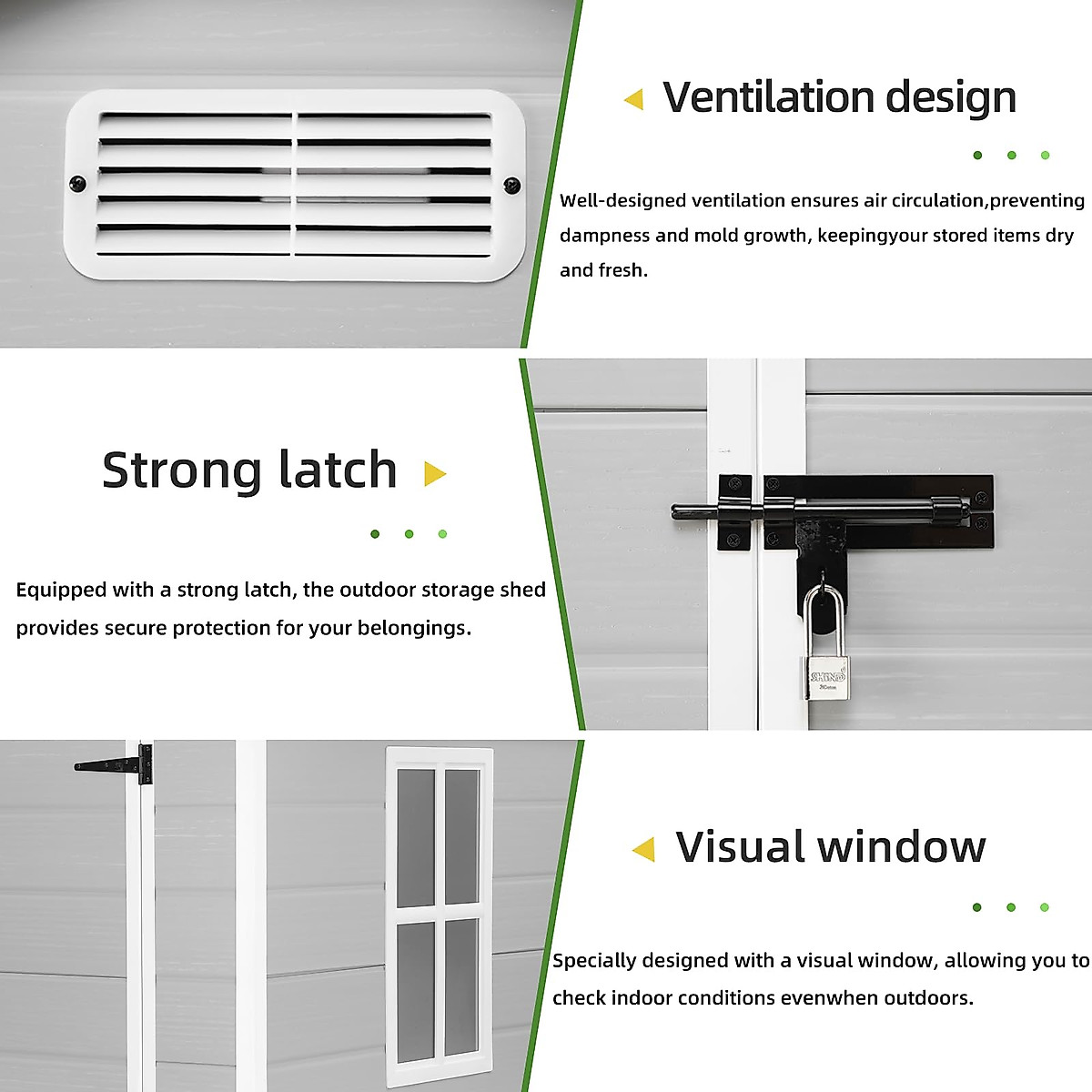 Outdoor Resin Storage Shed with Reinforced Floor, All Weather-Resistant, Plastic Shed for Storing Gardening Tools, Bicycles,Patio Furniture or Lawn Mower, Secure Door Lock (Gray)