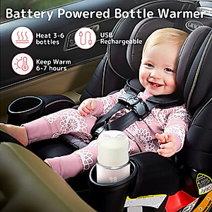 Befano Travel Bottle Warmer with Formula Dispenser, Leak-Proof Portable Bottle Warmer for Breastmilk and Formula. On The Go Baby Milk Warmer Set, Precise Instant Temperature Display, BPA Free - Pink