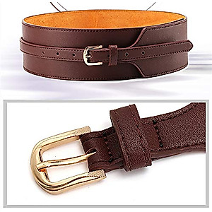 Toptim Women Wide Knotted Belt Design Leather Waistbands Simple Width Belt (Black & Brown, Suit For Waist 27-33.5")