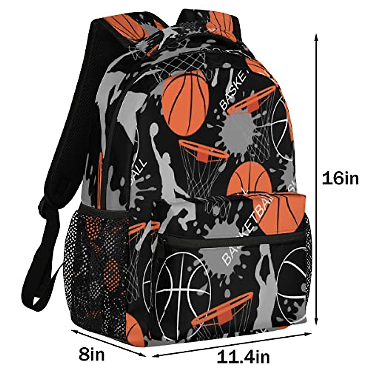 YPPAHHHH School Laptop Backpack Red Basketball Sports for Girls Kids Boys Sports Ball Player Lightweight Bookbag Elementary College Travel Hiking Daypack Backpacks for Women Men