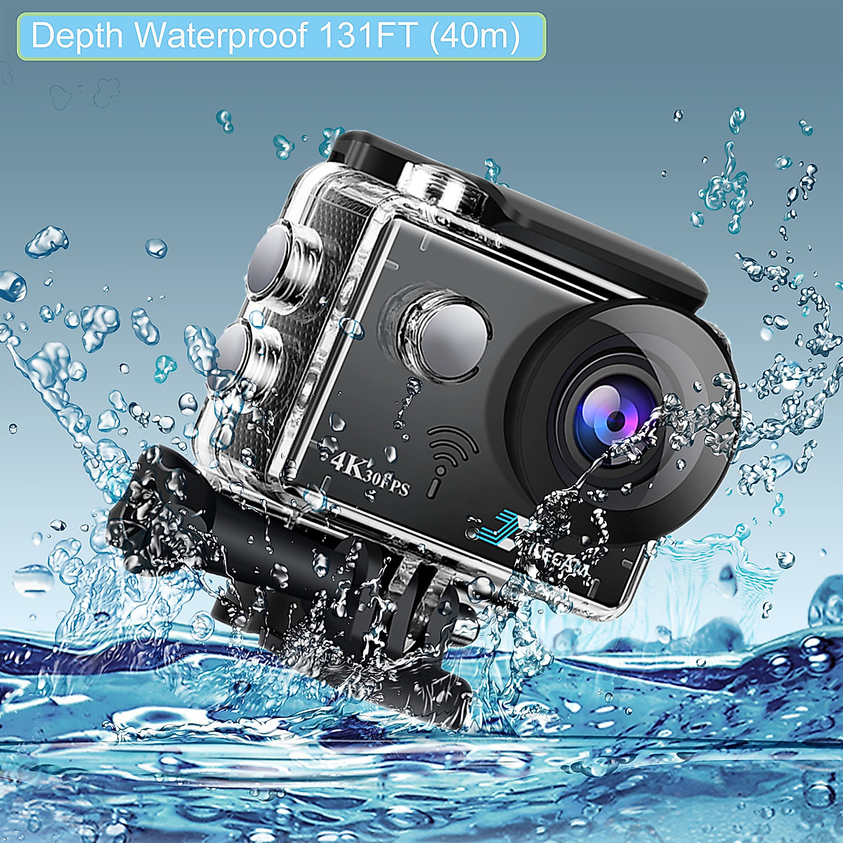 Xilecam Action Camera 4K/20M /WiFi/4*Zoom/2.4 G Remote Control 2 * 1350mAh Battery Waterproof Camera Underwater 131FT/170 Degree Wide Angle Sports Camera (4K+2.4G) X3R