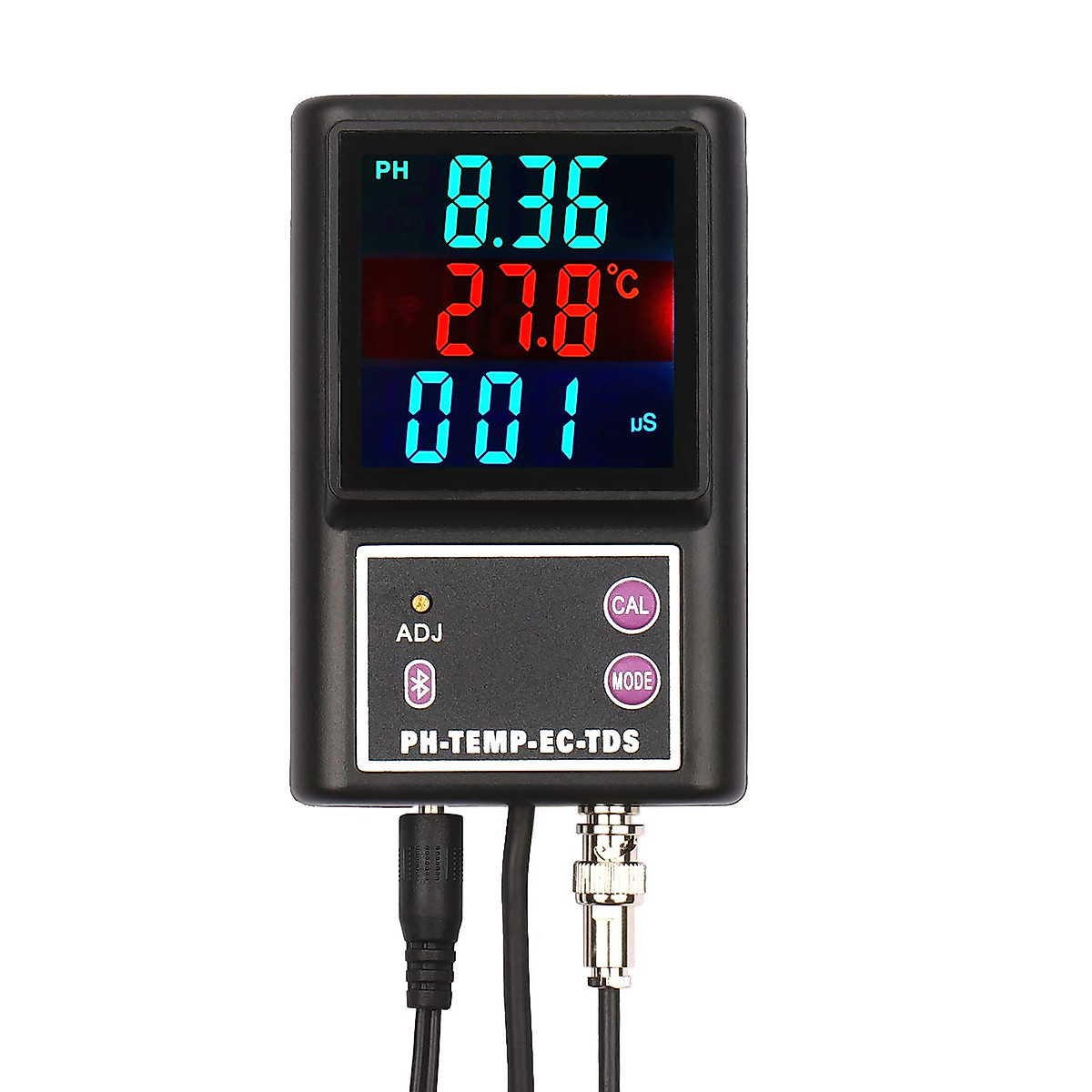 AMTAST Water Quality Tester 4 in 1 PH, EC, TDS(PPM), Temp Multi-Parameter Water Quality Monitoring with Bluetooth for Pools Ponds Aquariums Water Tank, 110V 60Hz with US Plug