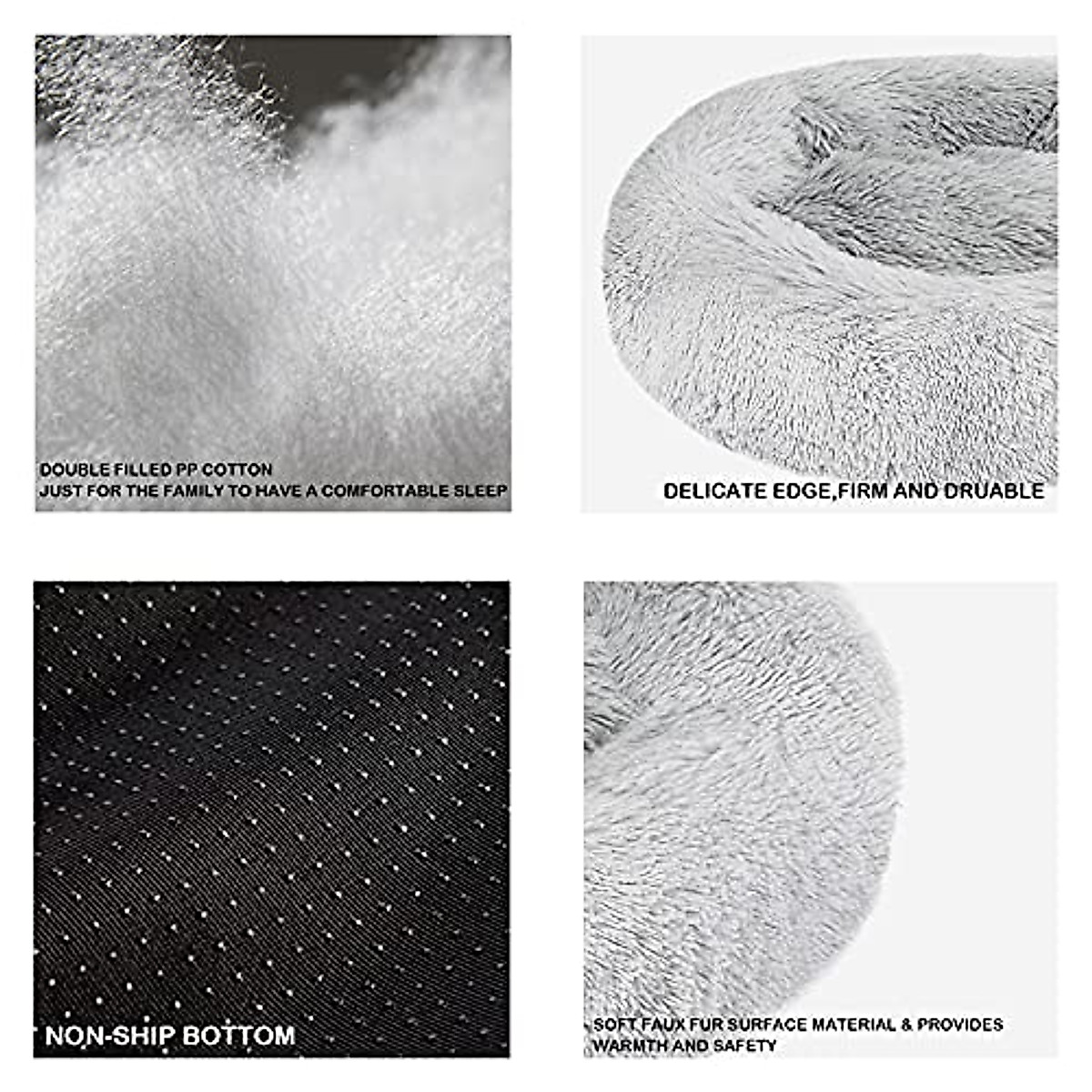 Calming Dog Bed Cat Bed, Washable Round Dog Bed - 23/30/36 inches Anti-Slip Faux Fur Donut Cuddler Cat Bed for Small Medium Large Dogs - Fits up to 25/45/100 lbs - Waterproof Bottom