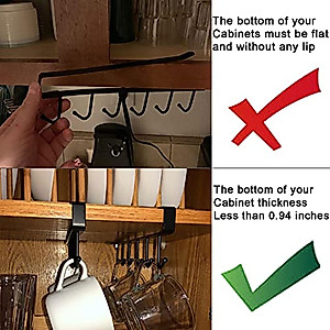 Mug Hooks Under Cabinet 3 pcs Coffee Tea Cup Mug Holder for Kitchen wiht 6 Hook, Fit for 0.94 Inch Thickness Shelf or Less by WOCHOLL (3pcs Black)