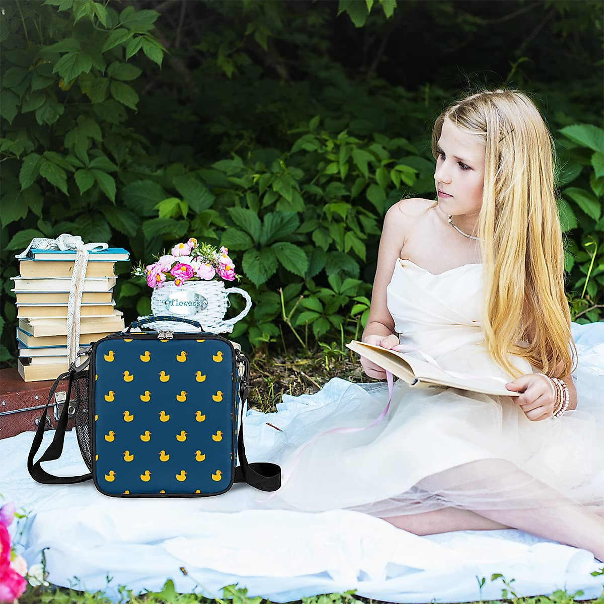 Rubber Ducky Insulated Lunch Bag Women Reusable Lunch Tote Bag for Men Adult Adjustable Shoulder Strap Cooler Lunch Box for Work Office Picnic Travel